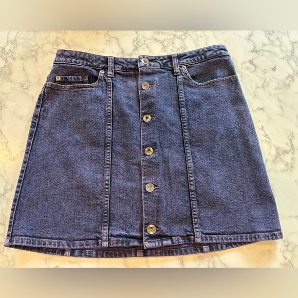 Hot Topic | Skirts | Hot Topic Purple Acid Washed Denim Button Up Mini ...